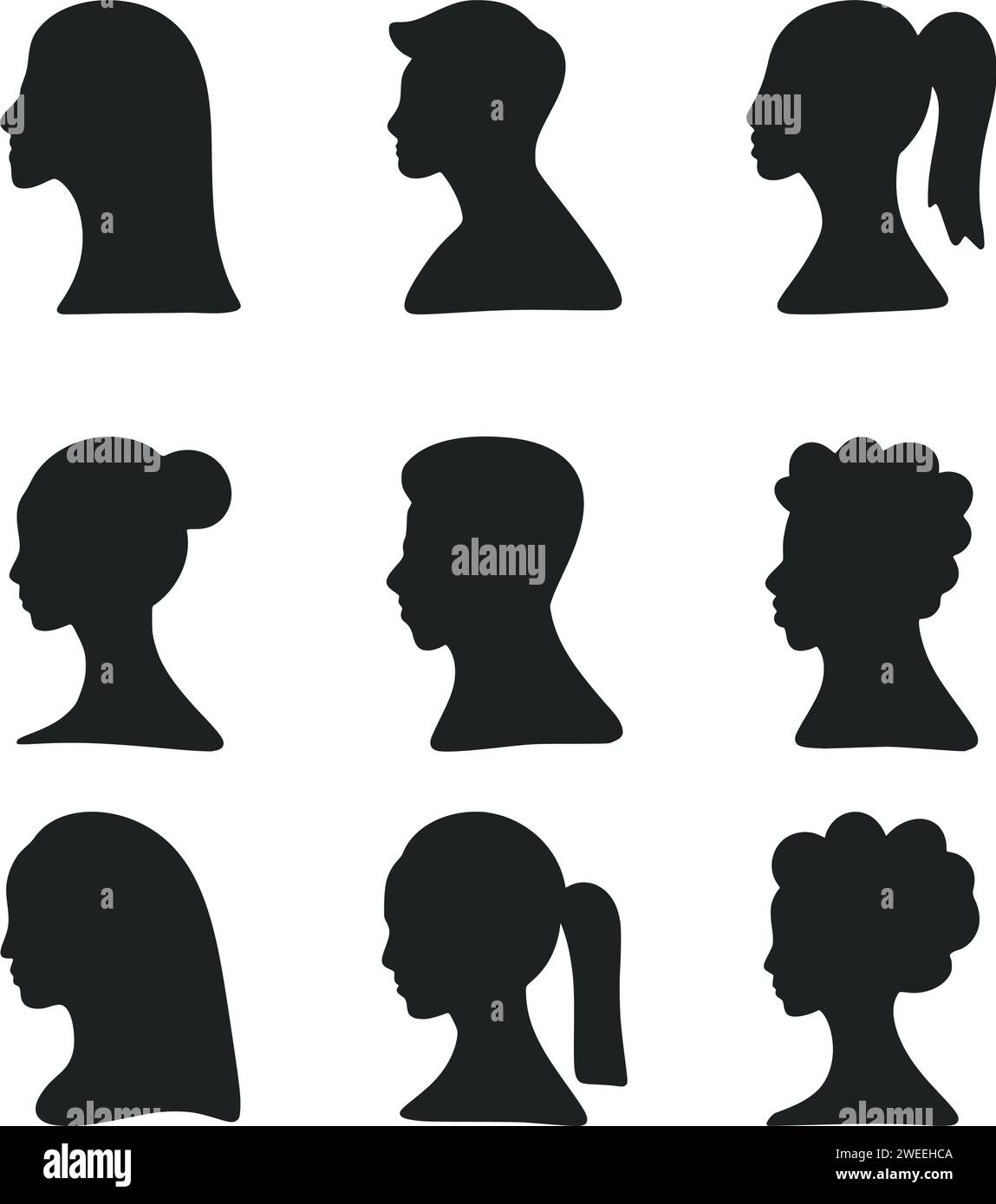 Profile silhouette face set vector illustration Stock Vector Image ...