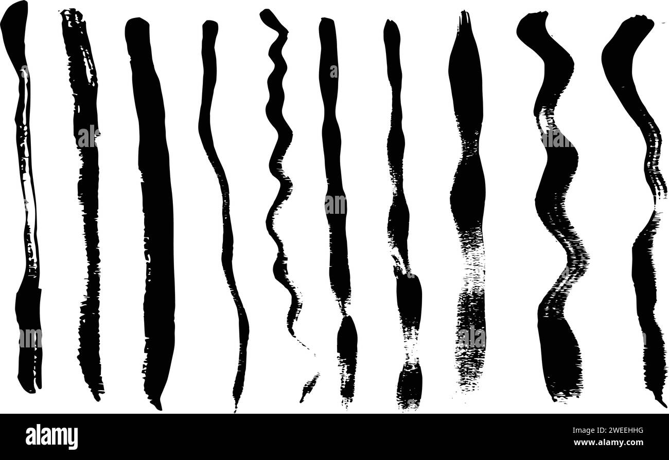 Hand drawn wave line painting Black and White Stock Photos & Images - Alamy