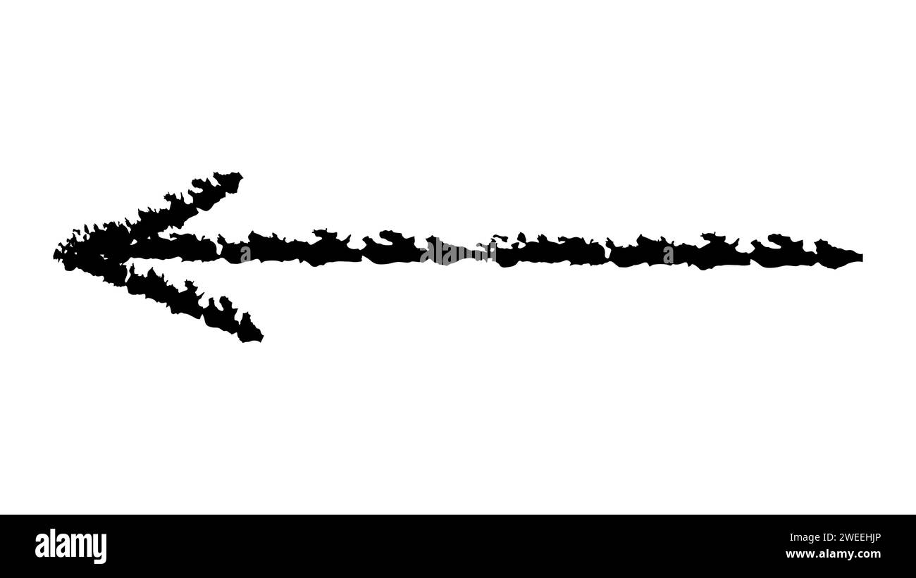 Hand drawn crayon chalk charcoal line arrows set. curvy and wavy arrows ...