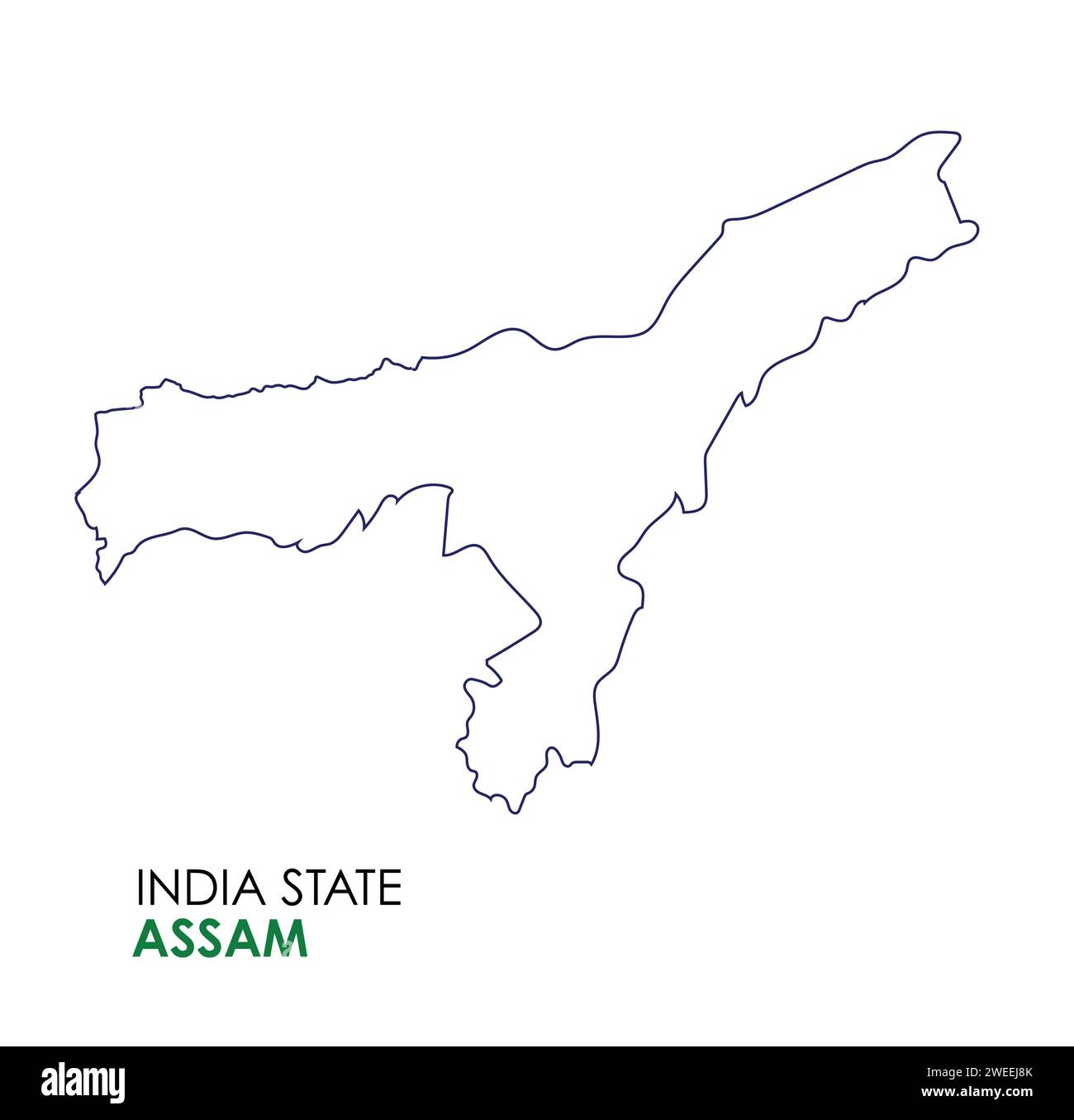 Assam Map Of Indian State Assam Map Vector Illustration Assam Vector Map On White Background