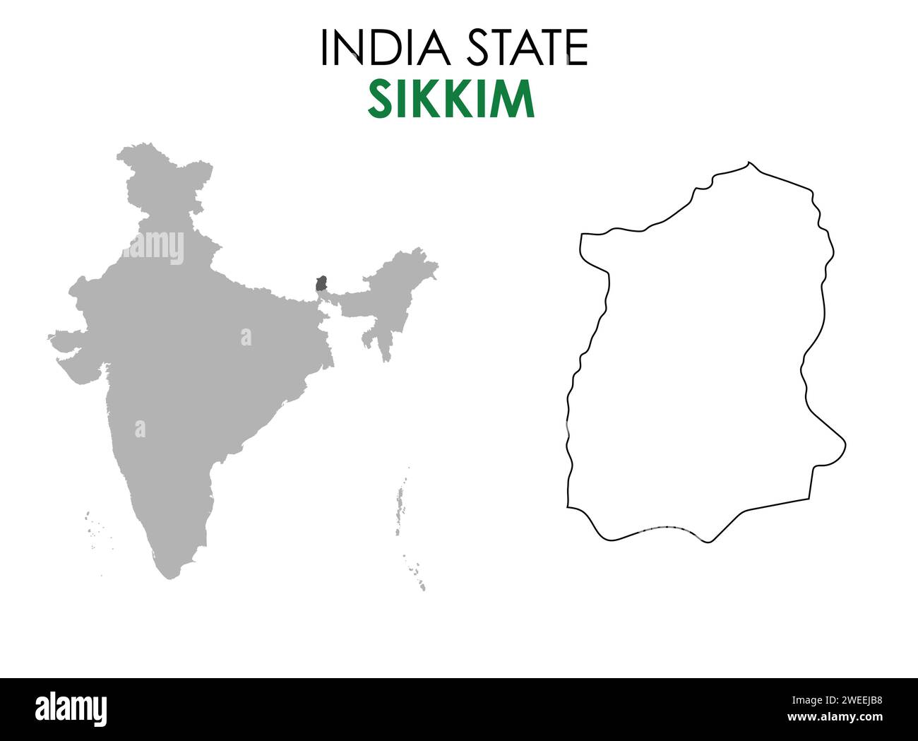 Sikkim map of Indian state. Sikkim map vector illustration. Sikkim ...