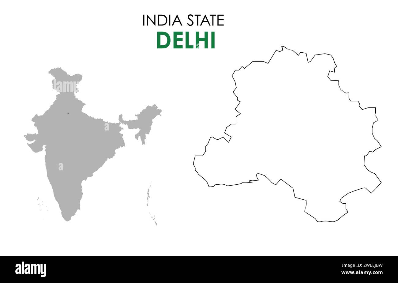 Delhi map of Indian state. Delhi map vector illustration. Delhi vector ...