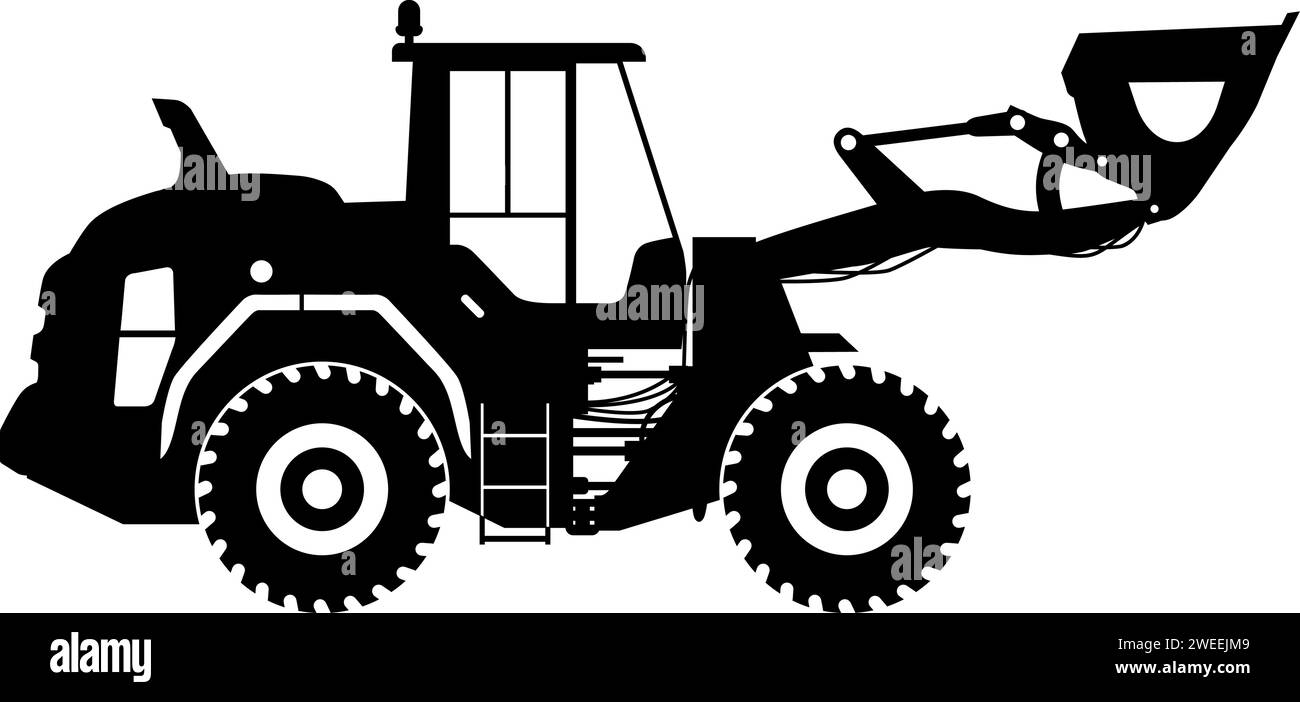 Silhouette of Wheel Loader Icon in Flat Style Stock Vector Image & Art ...