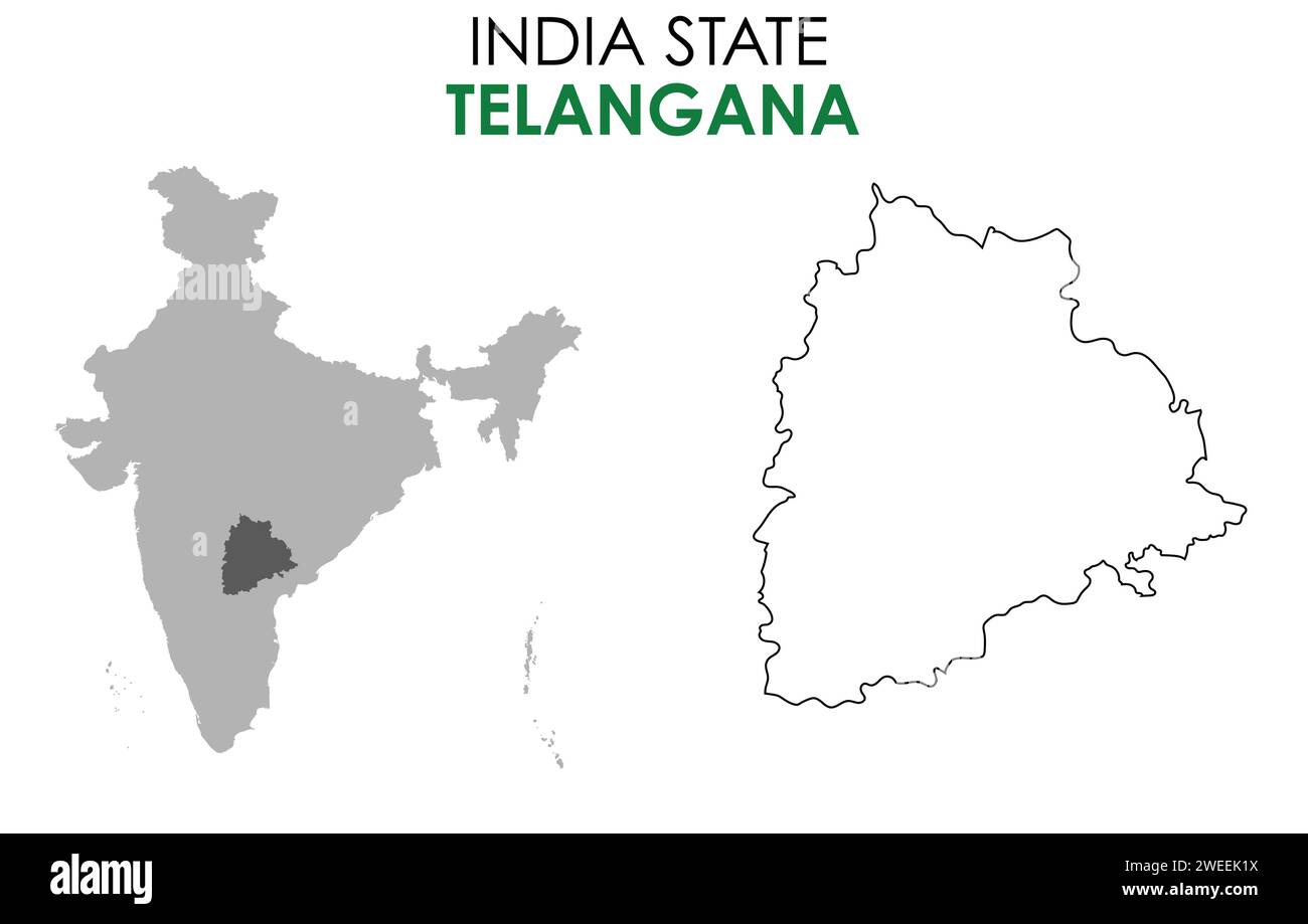 Telangana map of Indian state. Telangana map vector illustration ...