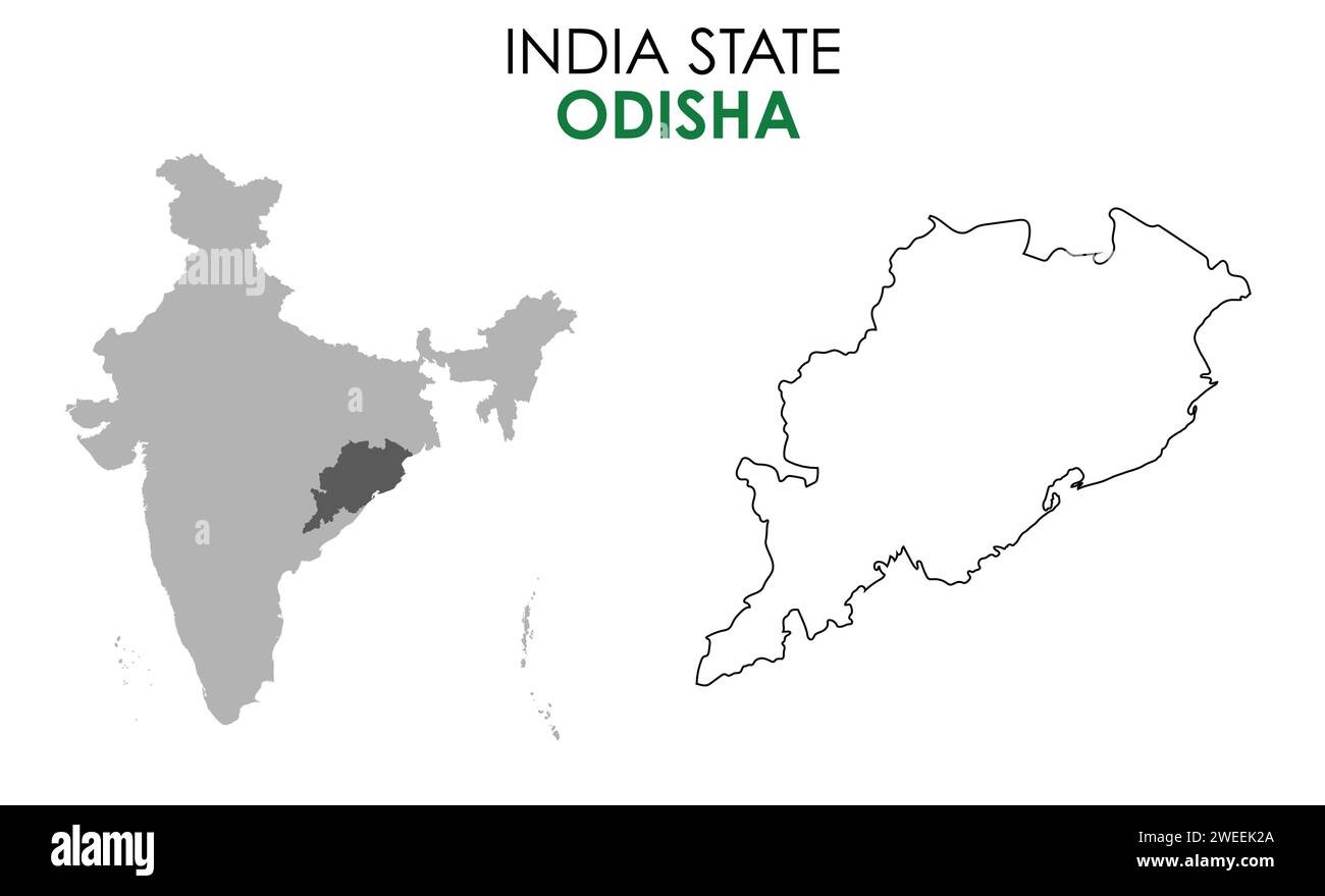 Odisha map of Indian state. Odisha map vector illustration. Odisha ...