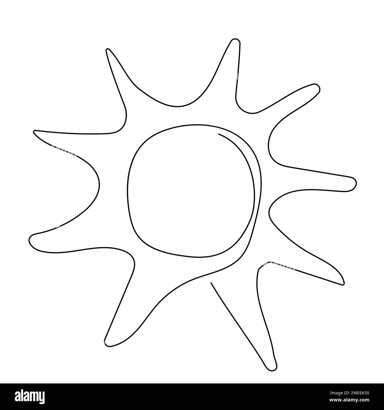 Continuous line art circle sun, single line sketch,doodle isolated on ...