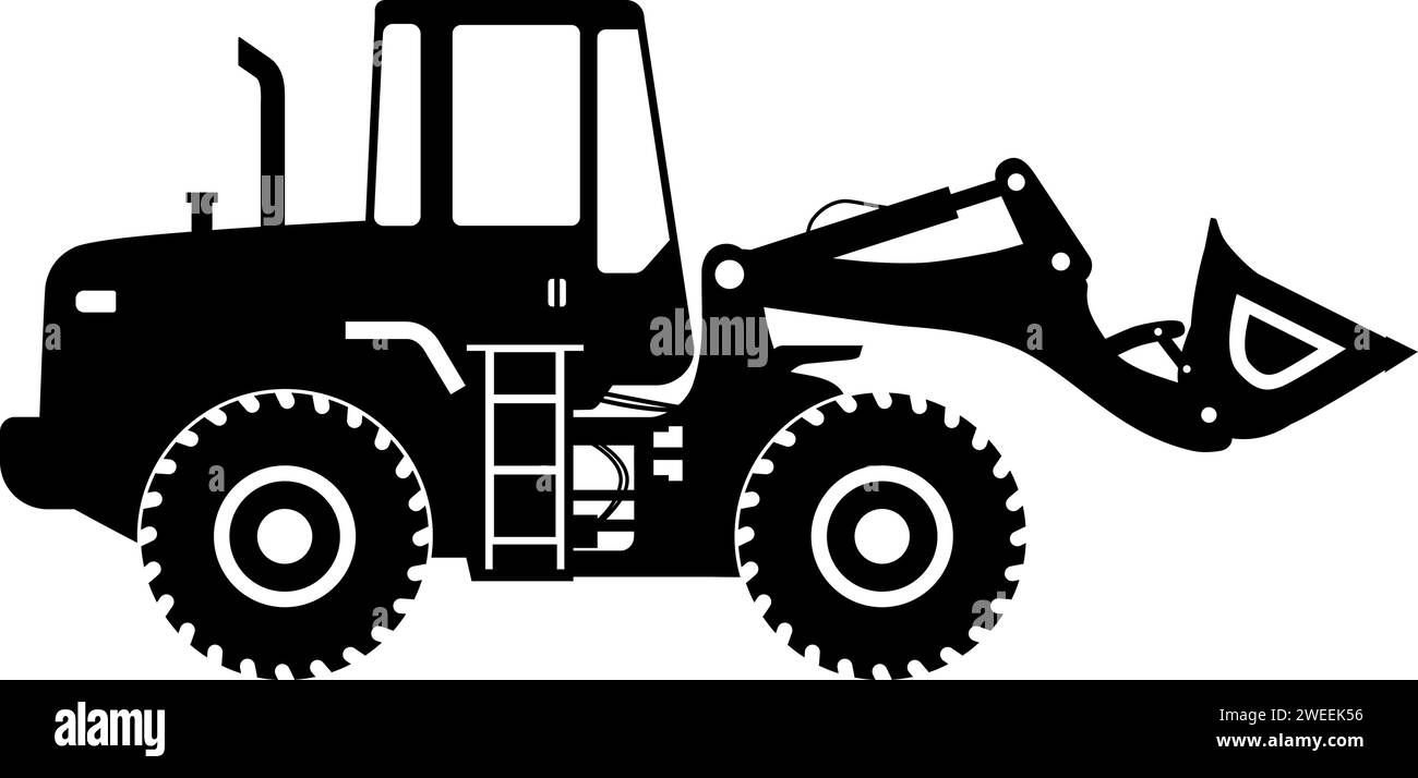 Silhouette of Wheel Loader Icon in Flat Style Stock Vector Image & Art ...