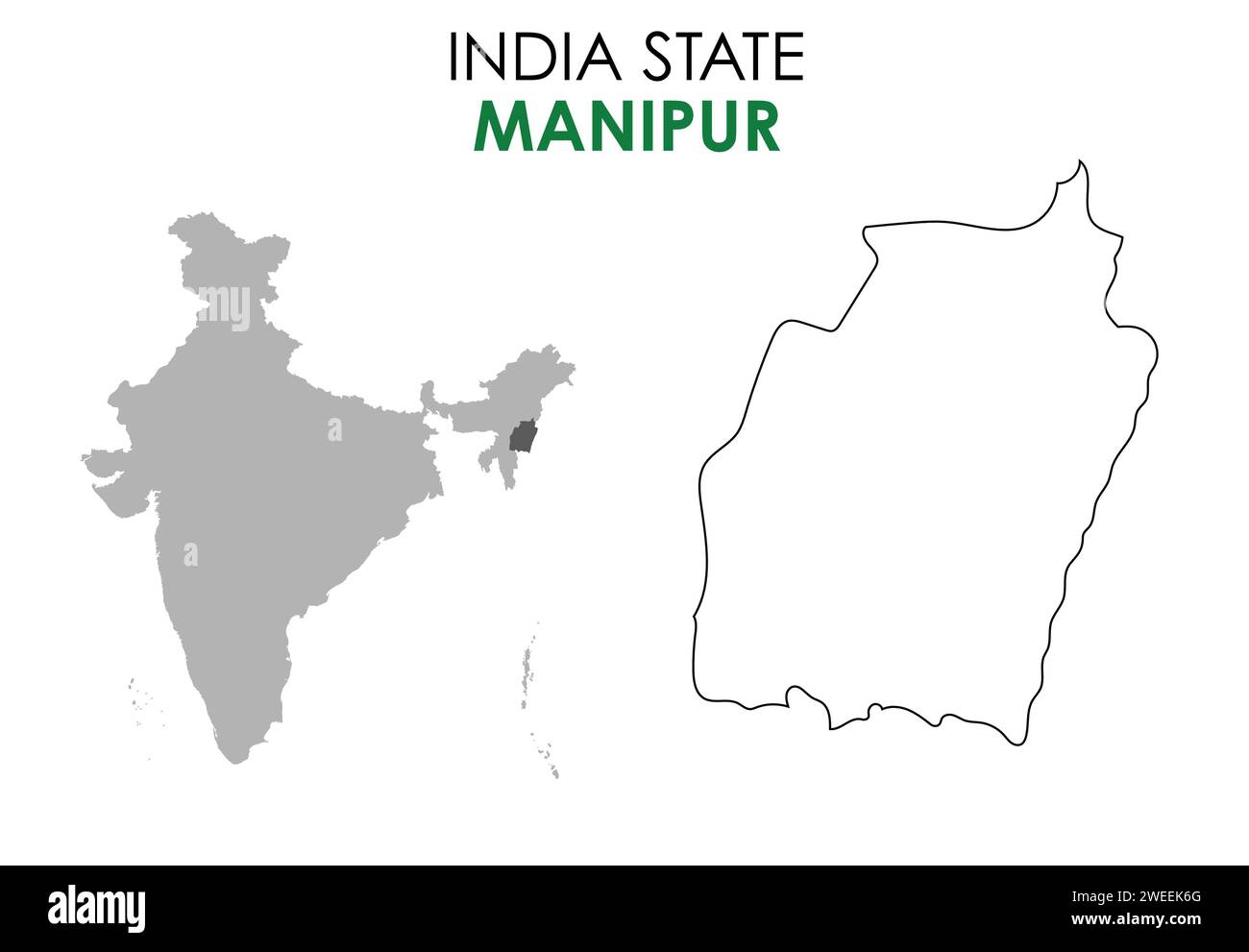 Manipur map of Indian state. Manipur map vector illustration. Manipur ...