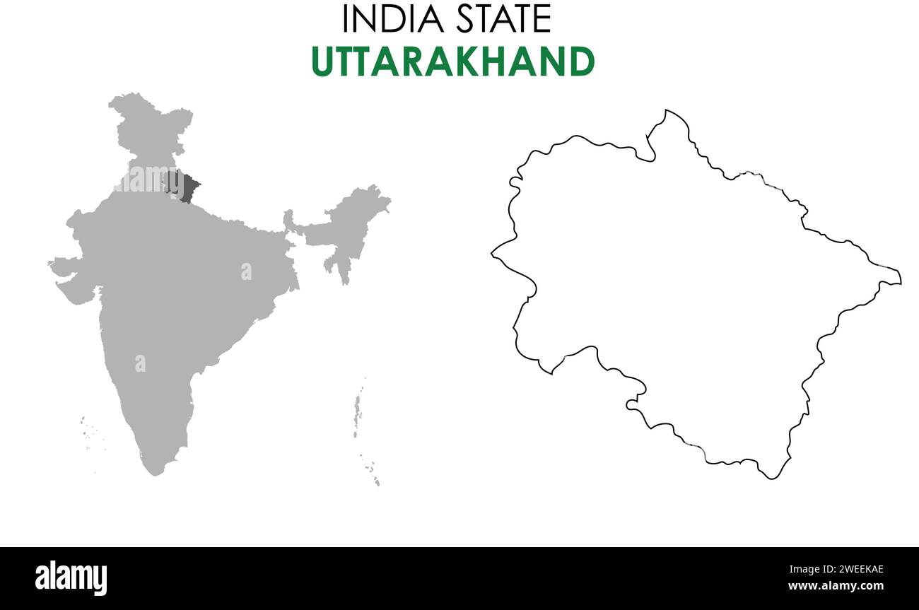 Uttarakhand map of Indian state. Uttarakhand map vector illustration ...
