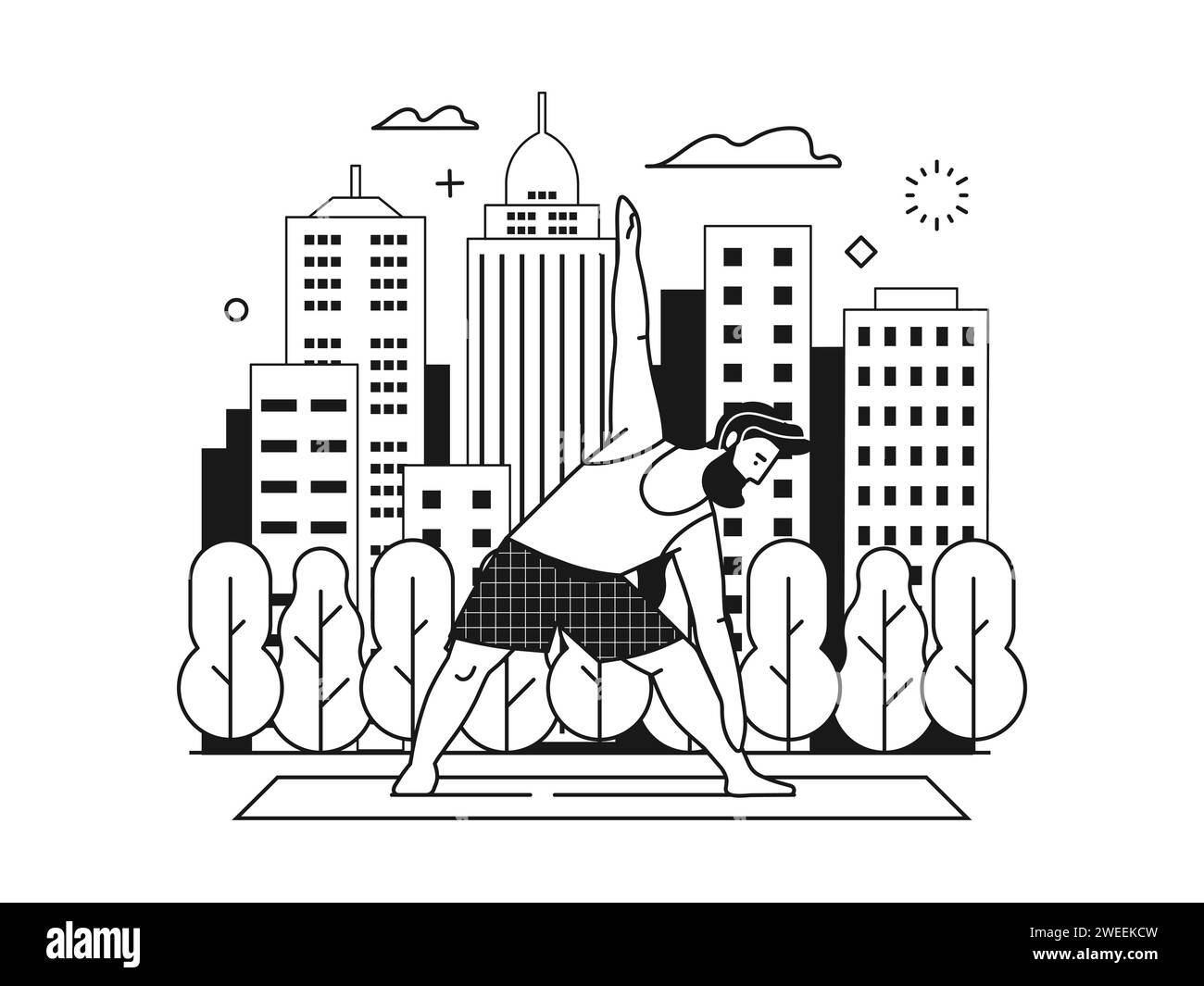 Beard man practice yoga Cut Out Stock Images & Pictures - Alamy