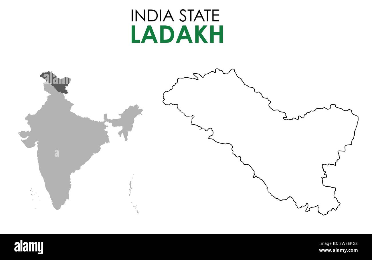 Ladakh map of Indian state. Ladakh map vector illustration. Ladakh ...