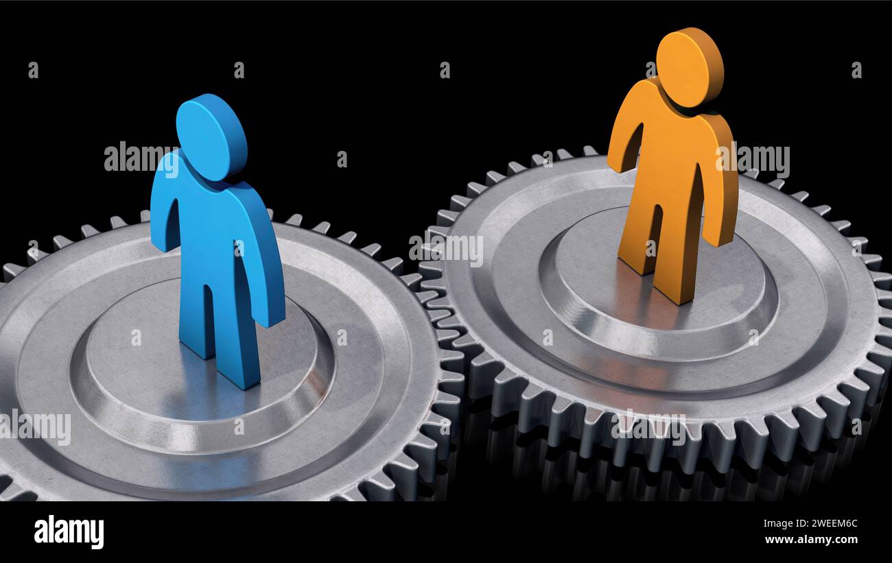 Figures are in a dependent connection with each other Stock Photo - Alamy