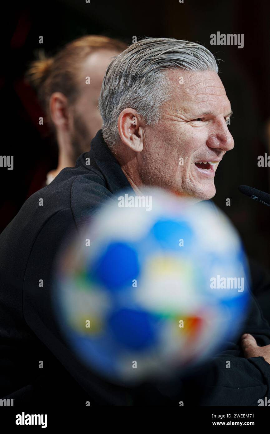 Danish coach Nikolaj Jacobsen during the press conference in Cologne ...