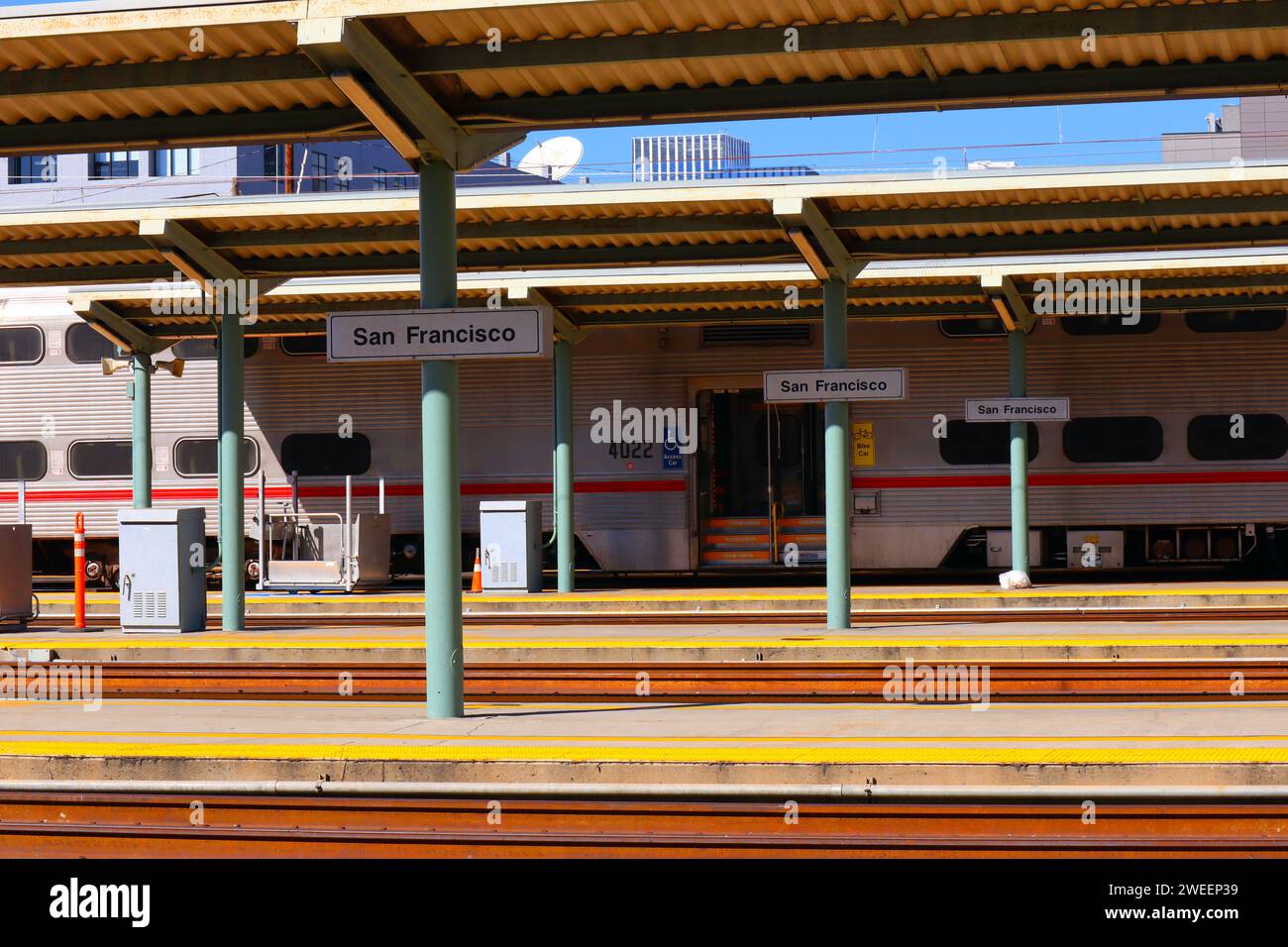San Francisco, California: Caltrain train at the San Francisco Caltrain ...