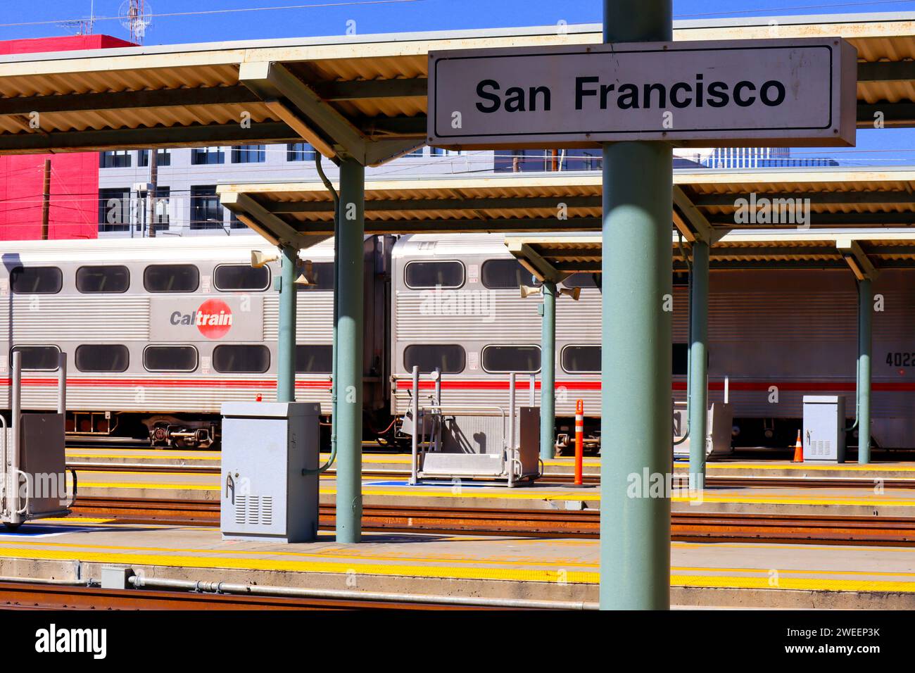 San Francisco, California: Caltrain train at the San Francisco Caltrain ...