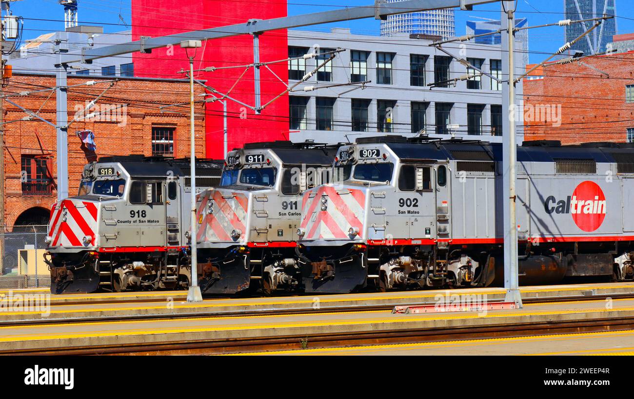 San Francisco, California: Caltrain trains at the San Francisco ...