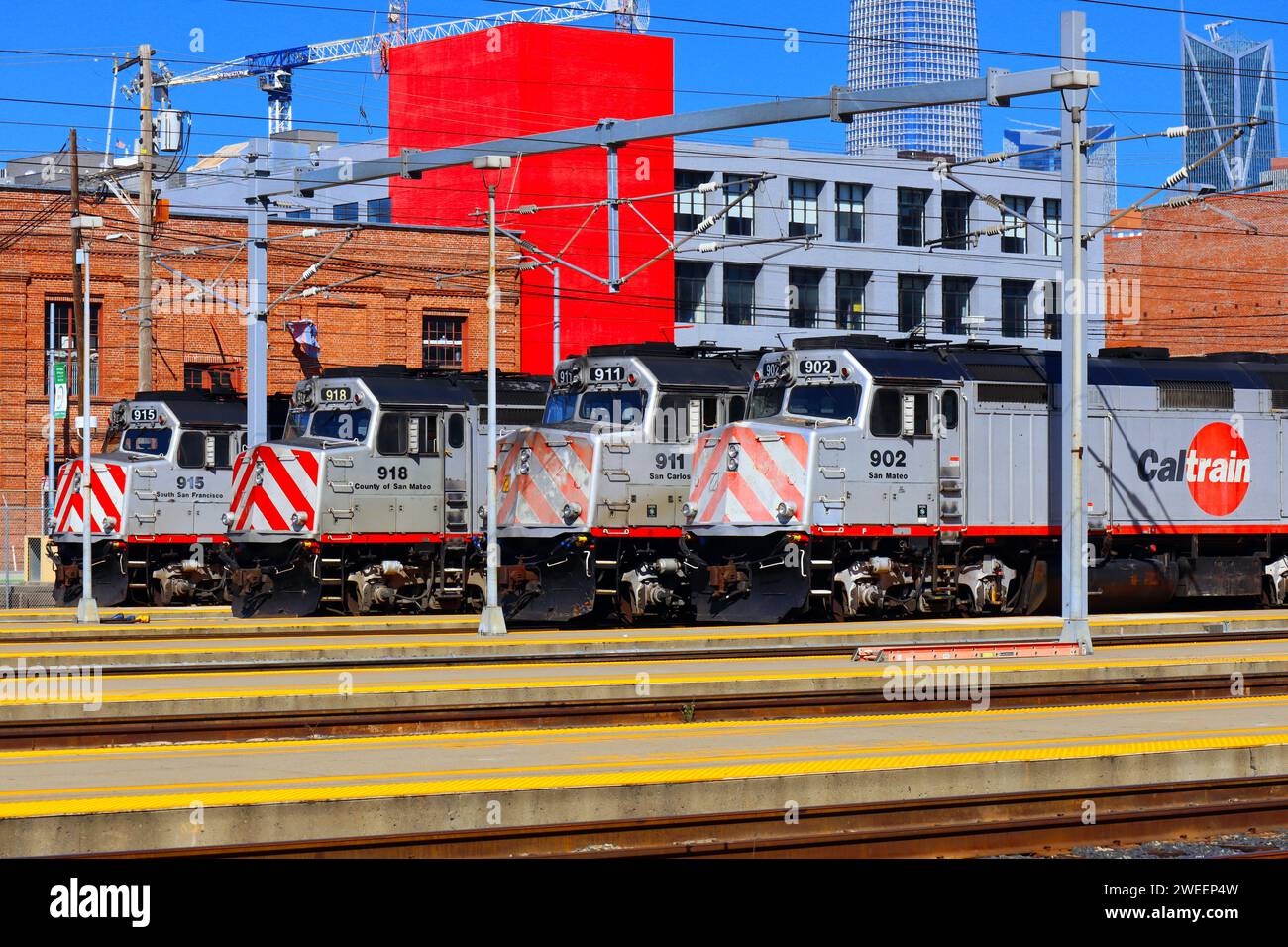 San Francisco, California: Caltrain trains at the San Francisco ...