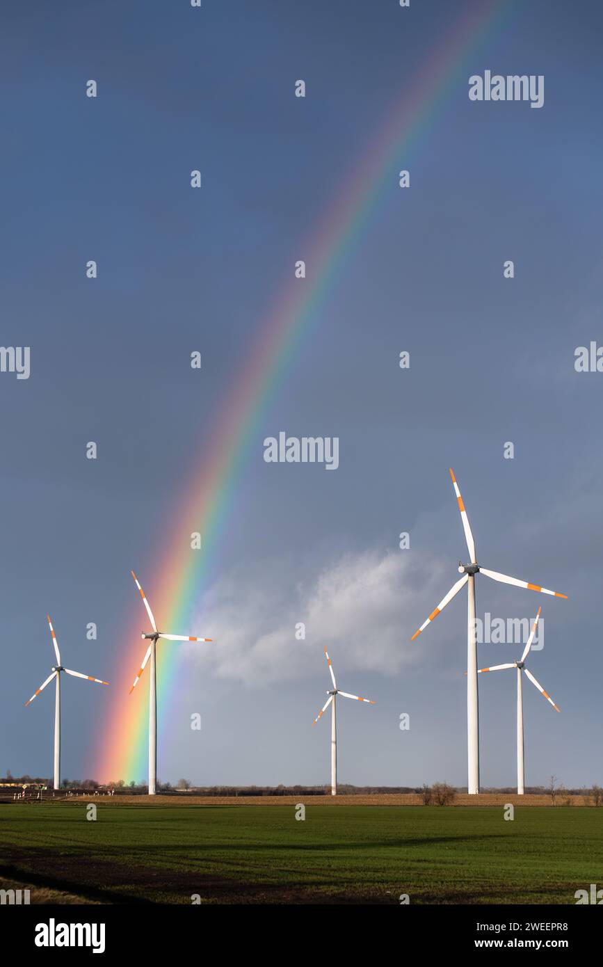 Wind turbine with rainbow hi-res stock photography and images - Alamy