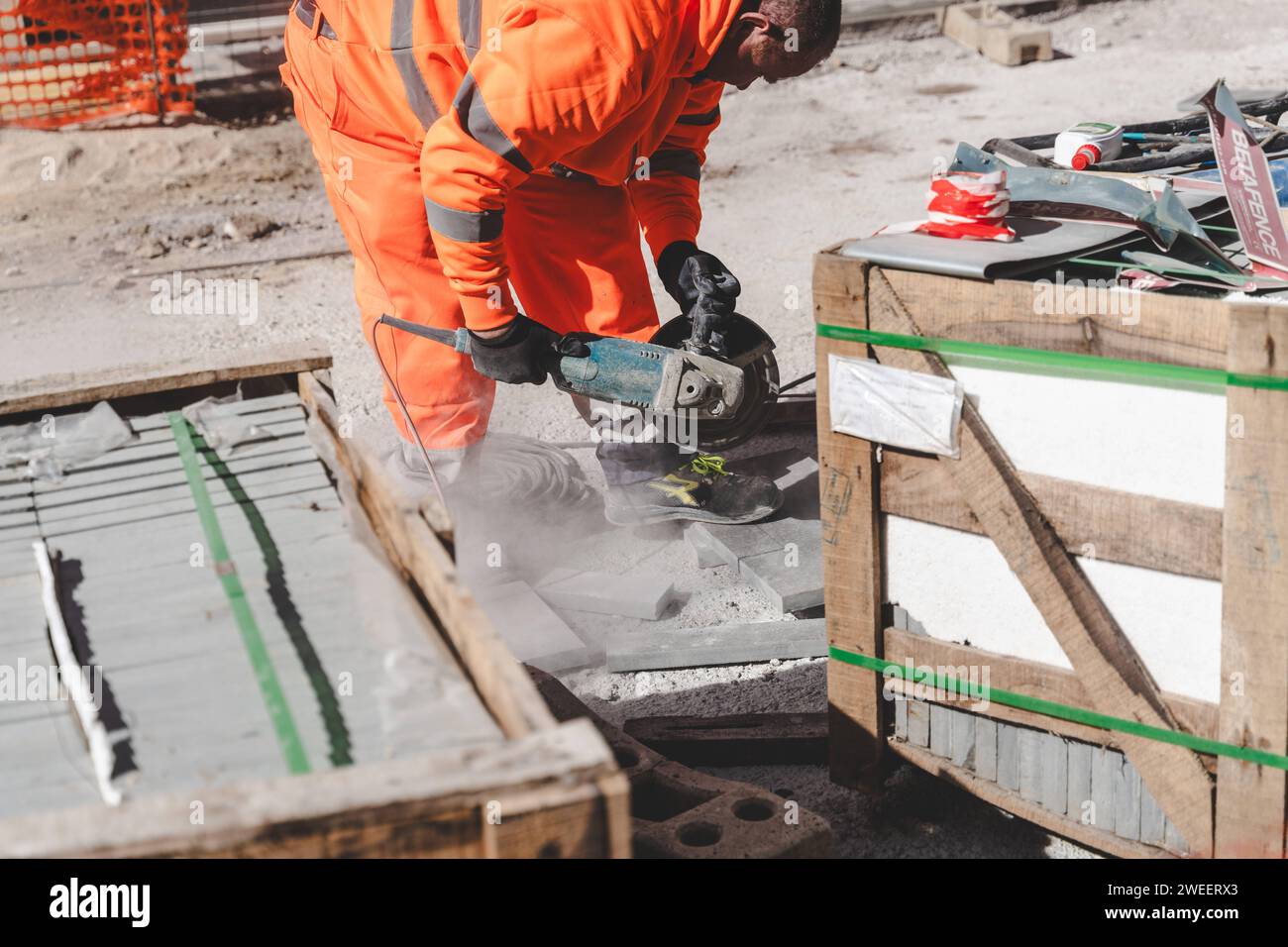 Rome, Italy - March 13, 2023: Construction site with construction ...