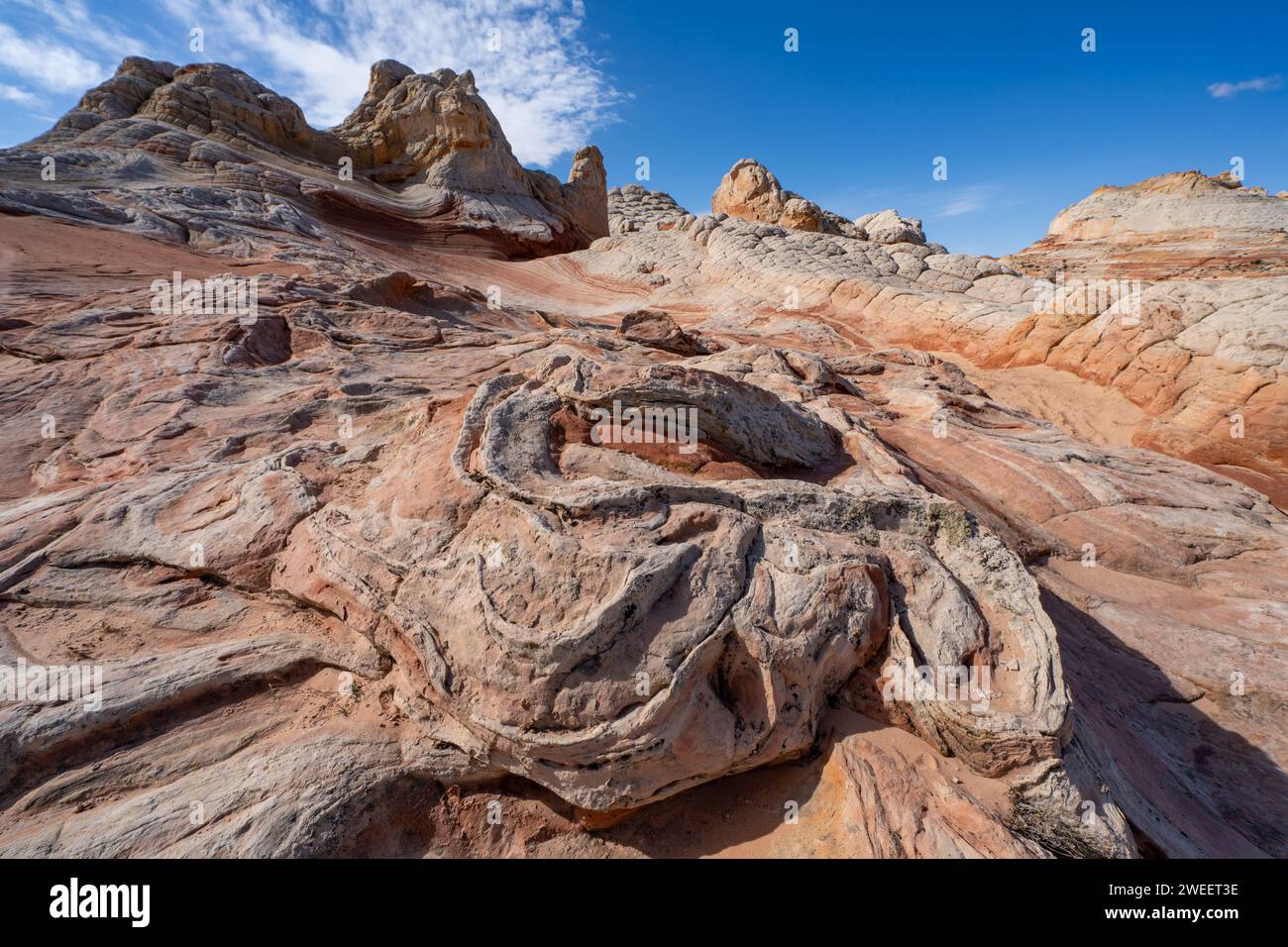 Contorted eroded Navajo sandstone in the White Pocket Recreation Area, Vermilion Cliffs National ...