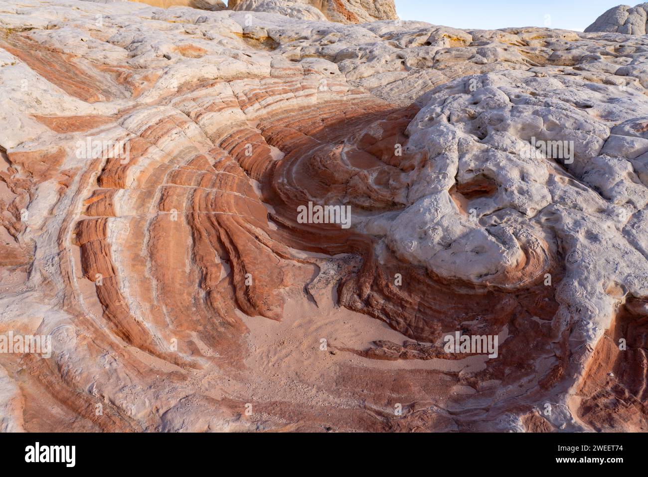 Eroded white pillow rock or brain rock sandstone in the White Pocket ...