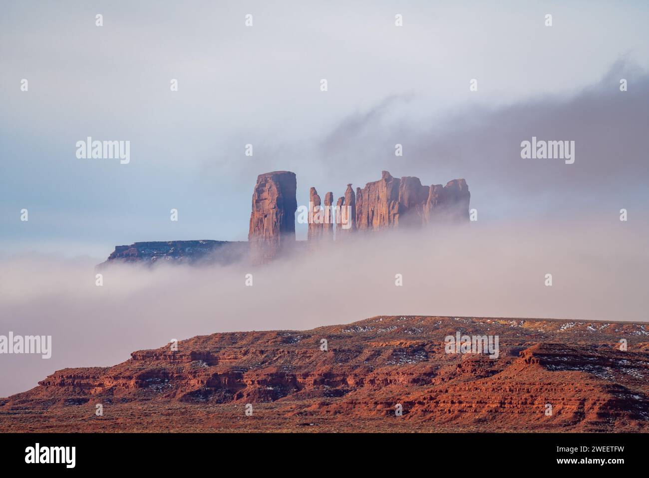 Low clouds around the Castle Butte, the Bear and the Rabbit & the ...