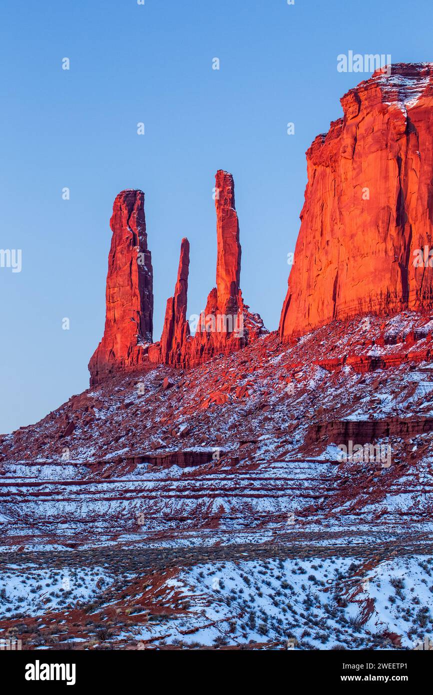 The Three Sisters, sandstone monoliths at the edge of Mitchell Mesa in ...