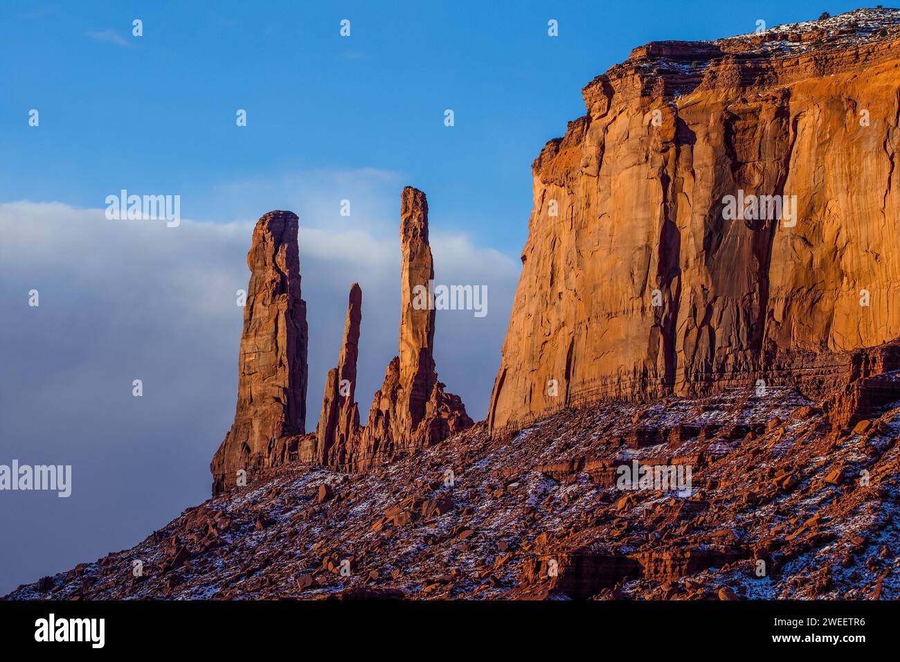 The Three Sisters, sandstone monoliths at the edge of Mitchell Mesa in ...
