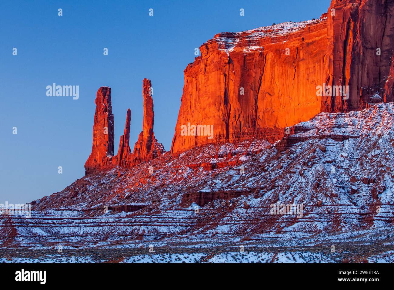 The Three Sisters, sandstone monoliths at the edge of Mitchell Mesa in ...