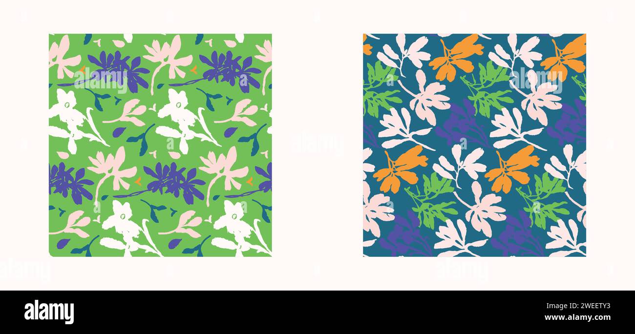 Trendy vector floral pattern set with organic botanical shapes. Modern ...