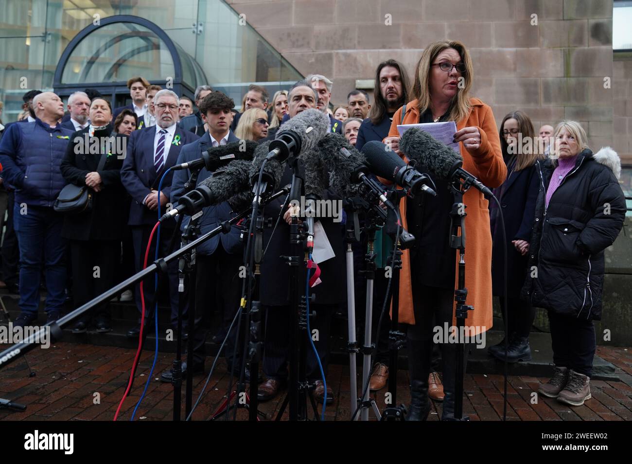 Emma Webber, mother of Barnaby Webber making a statement alongside ...