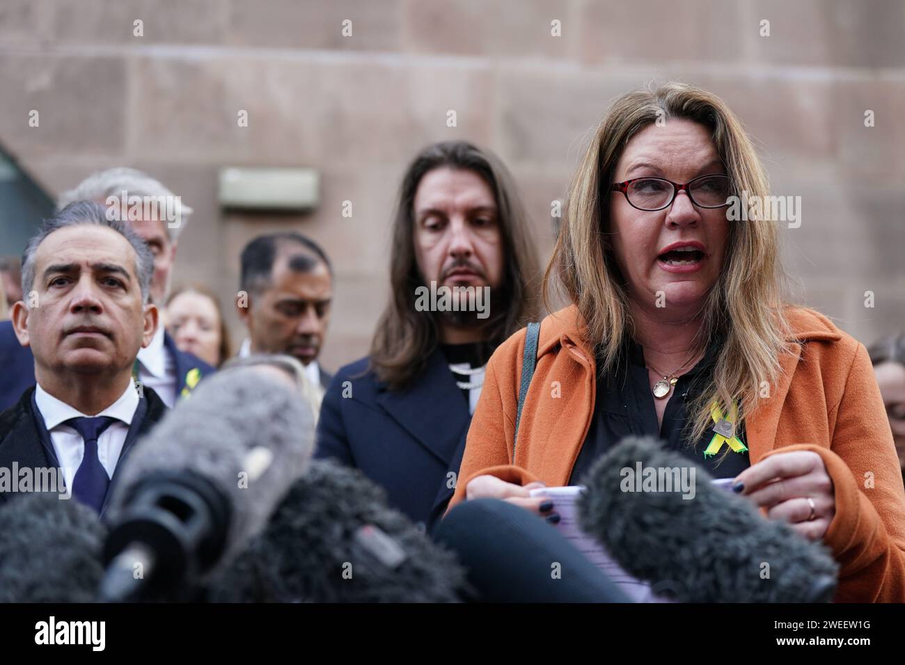 Emma Webber, mother of Barnaby Webber making a statement alongside ...