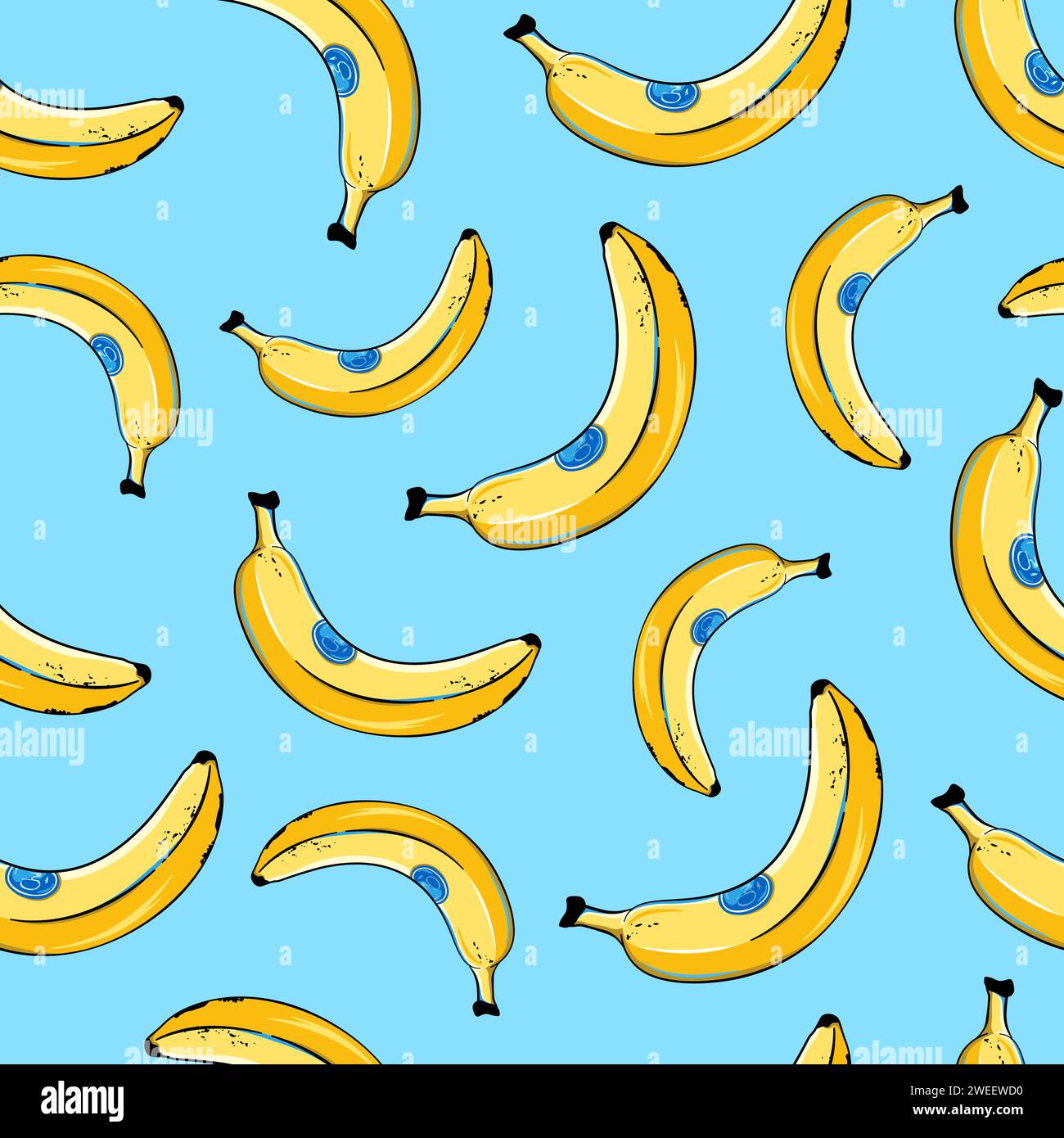 Bananas seamless pattern, tropical fruit background, comic style ...