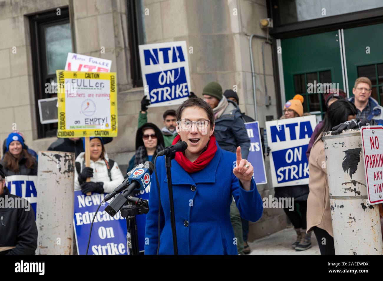 Jan. 23, 2024. Newton, MA. Newton Teachers on the third straight school ...