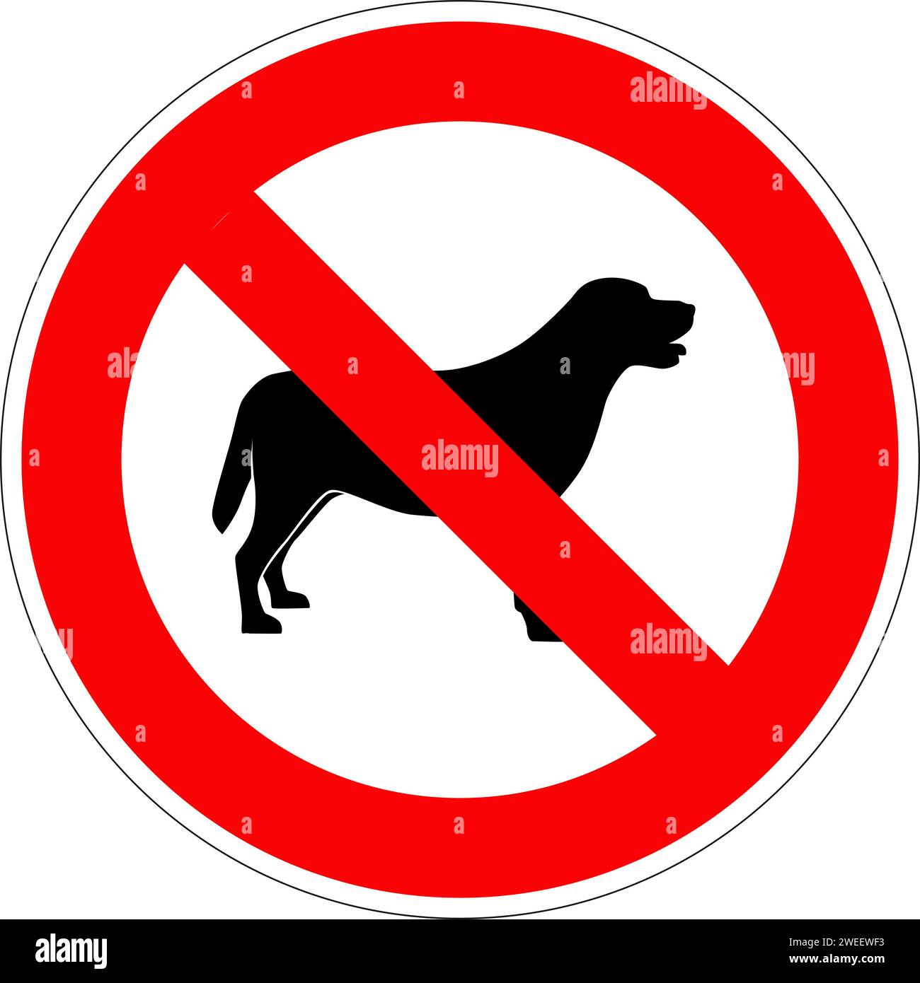 Round sign with red border: No dogs allowed Stock Photo - Alamy