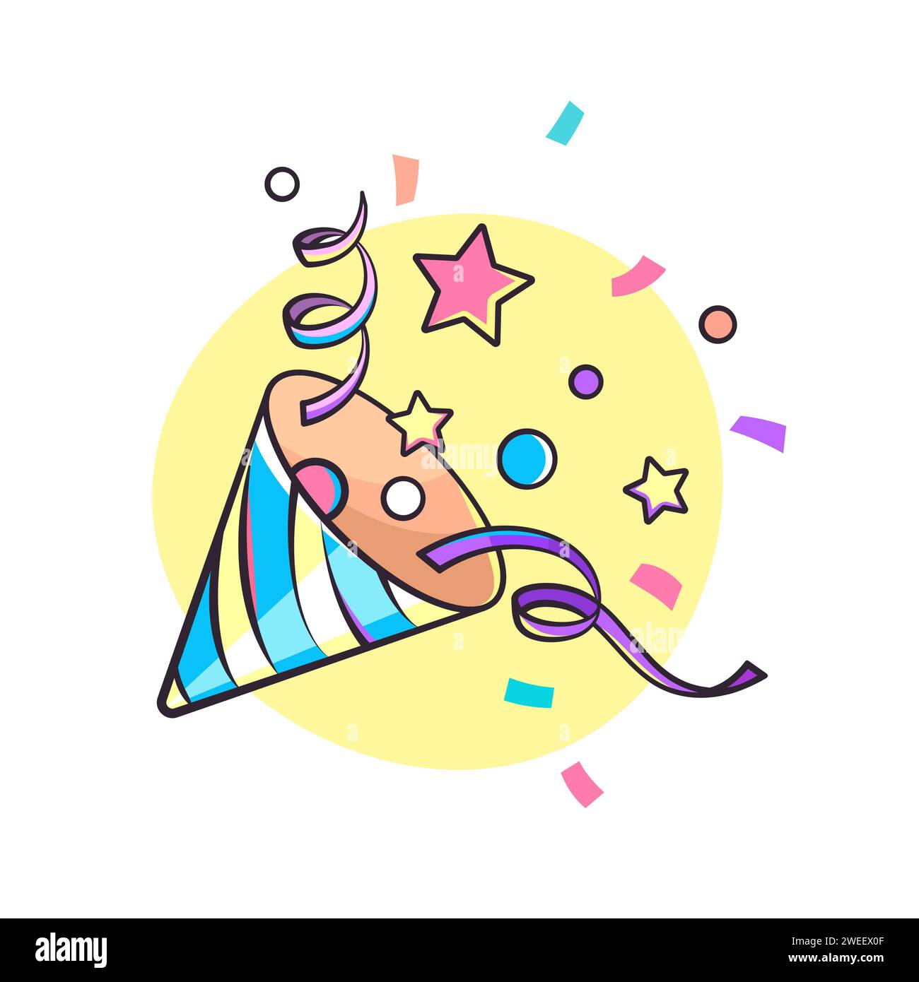 Confetti cone, party popper, celebration cartoon style illustration ...