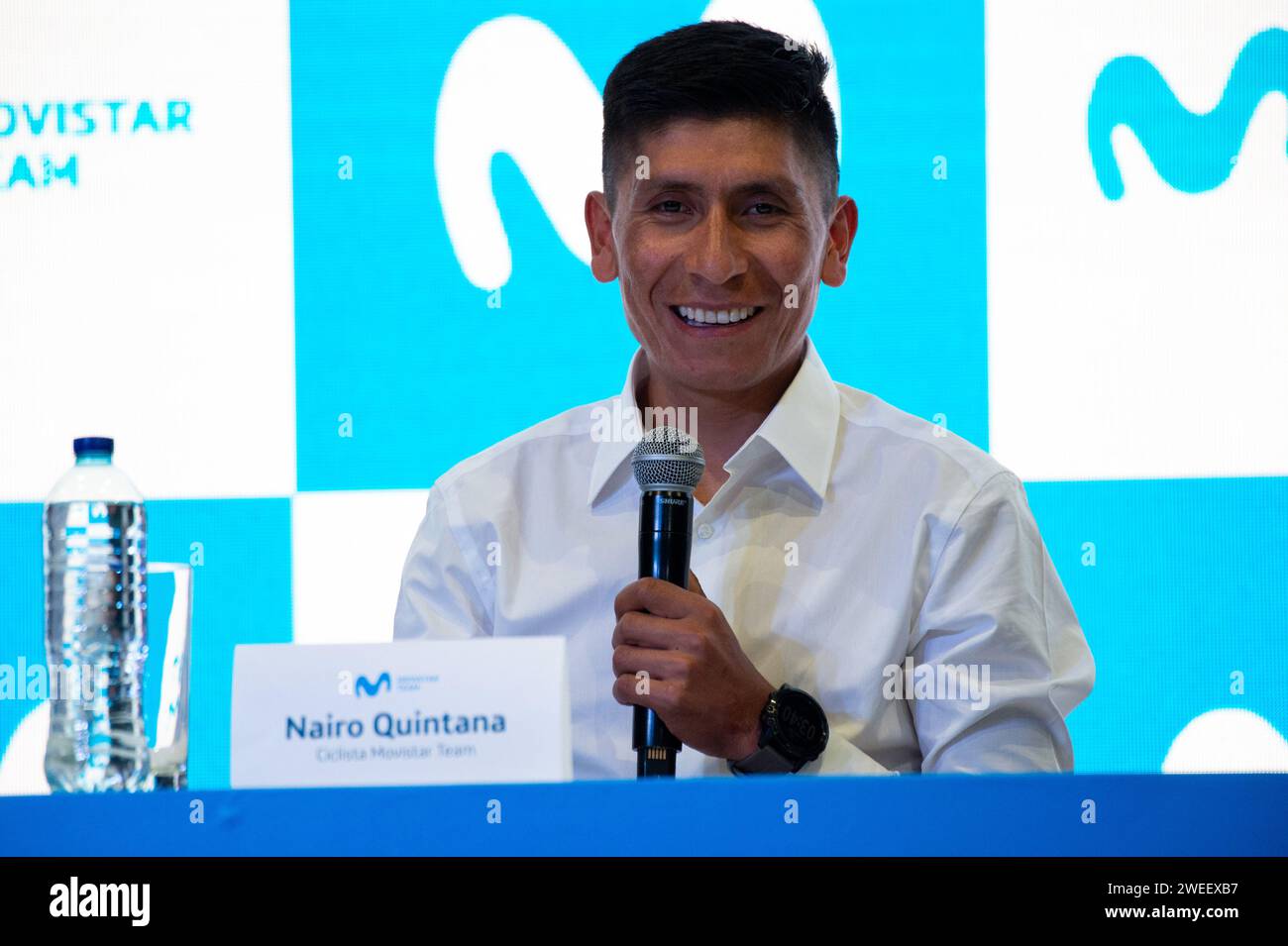 Colombian cyclist Nairo Quintana during a press conference announcing ...