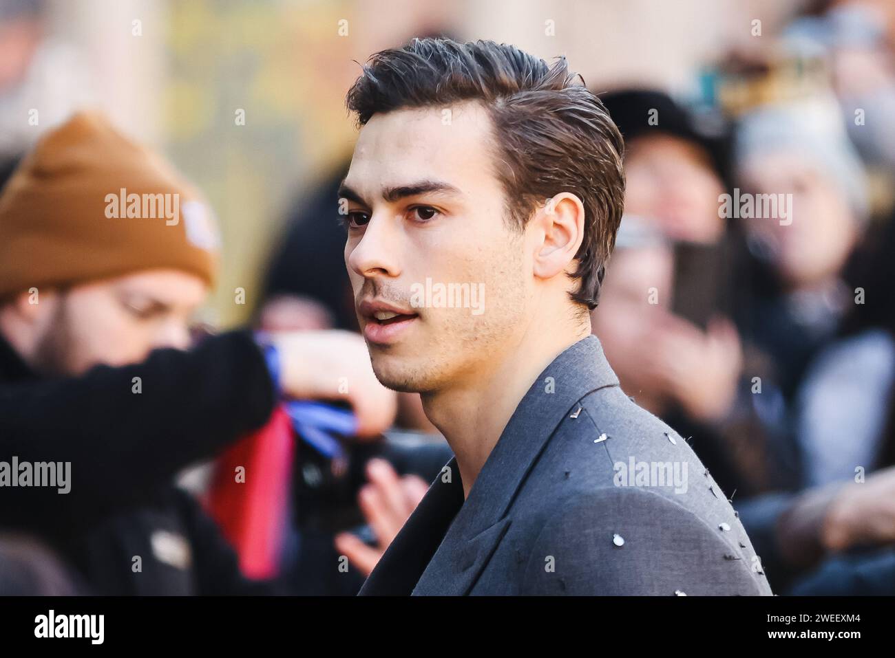 Milan, Italy. 13th Jan, 2024. Jon Kortajarena is attending the Fendi ...