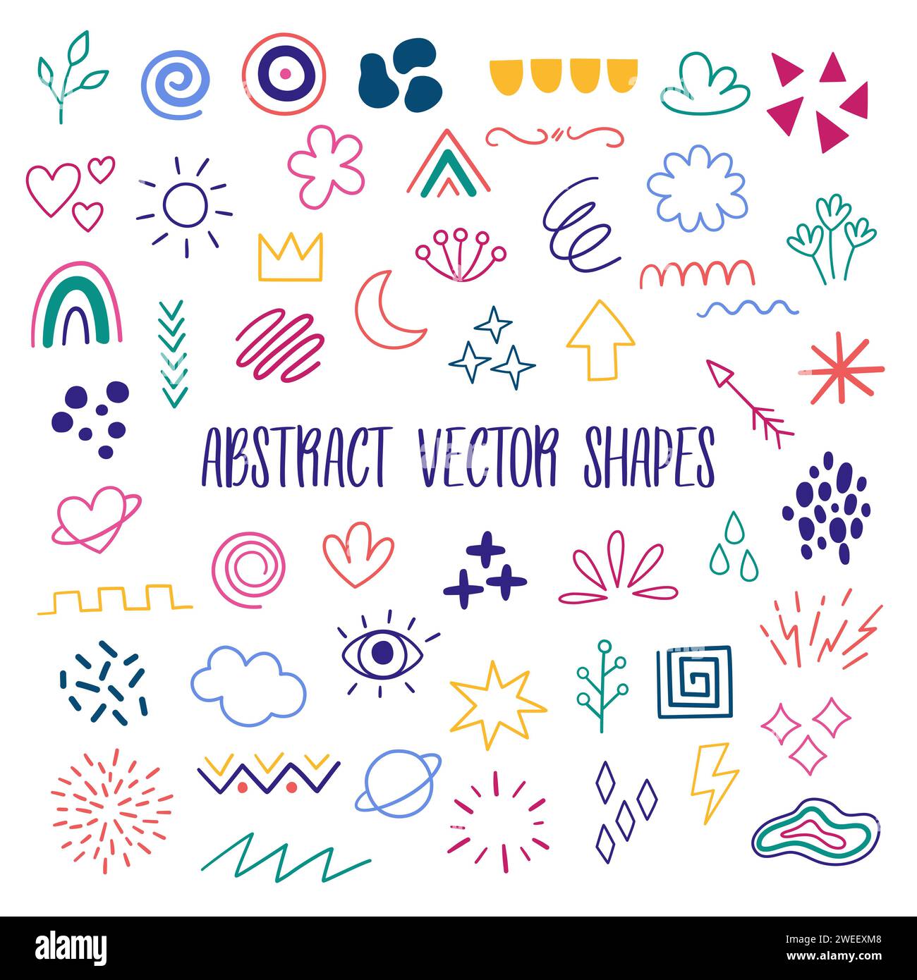 Abstract vector shapes, set of doodle hand drawn elements Stock Vector ...