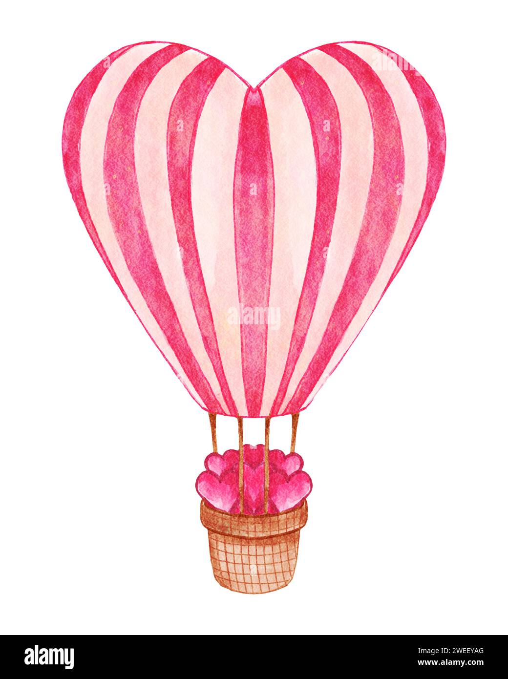 Heart shaped hot air balloon . Valentines day object . Watercolor ... Heart shaped hot air balloon . Valentines day object . Watercolor ...
