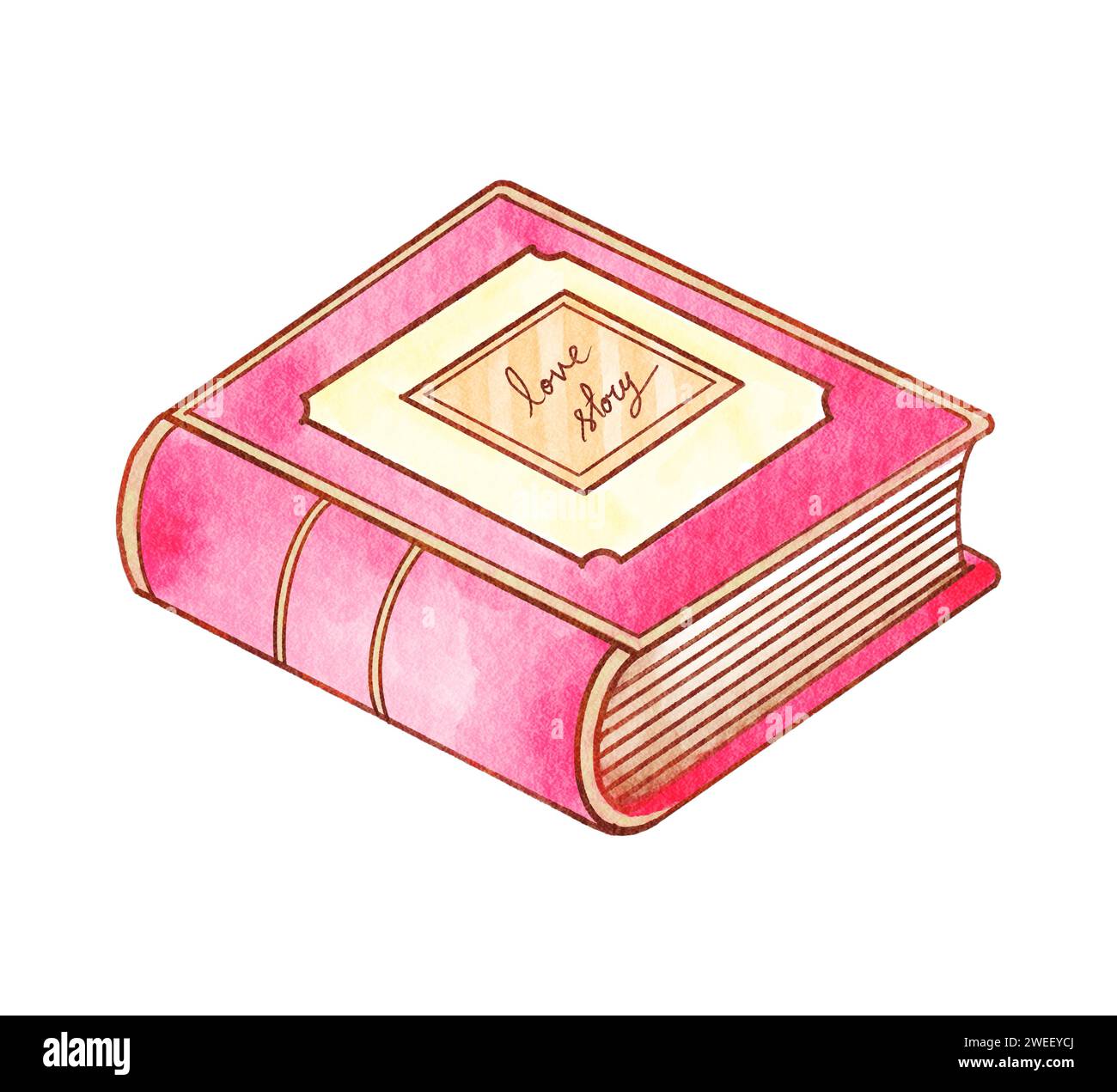 Notebook diary . Valentines day object . Watercolor painting elements ...