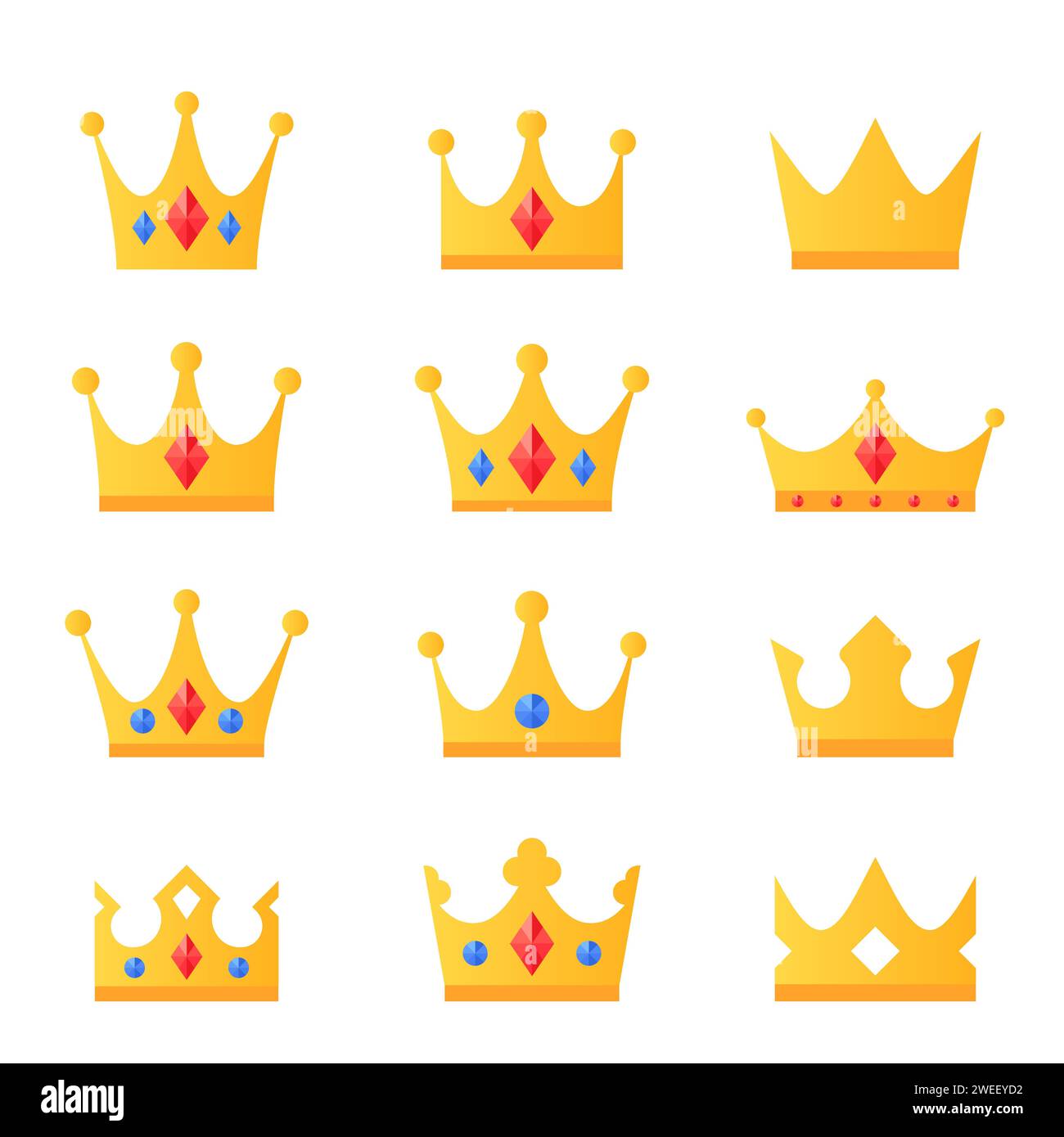 Crown icons, set of flat style illustrations Stock Vector Image & Art ...
