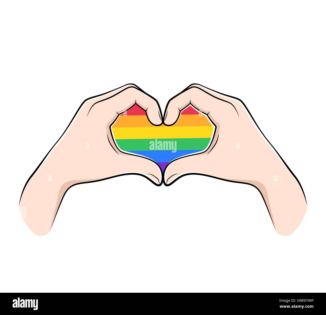 LGBT finger heart, love hand sign vector drawing Stock Vector Image ...