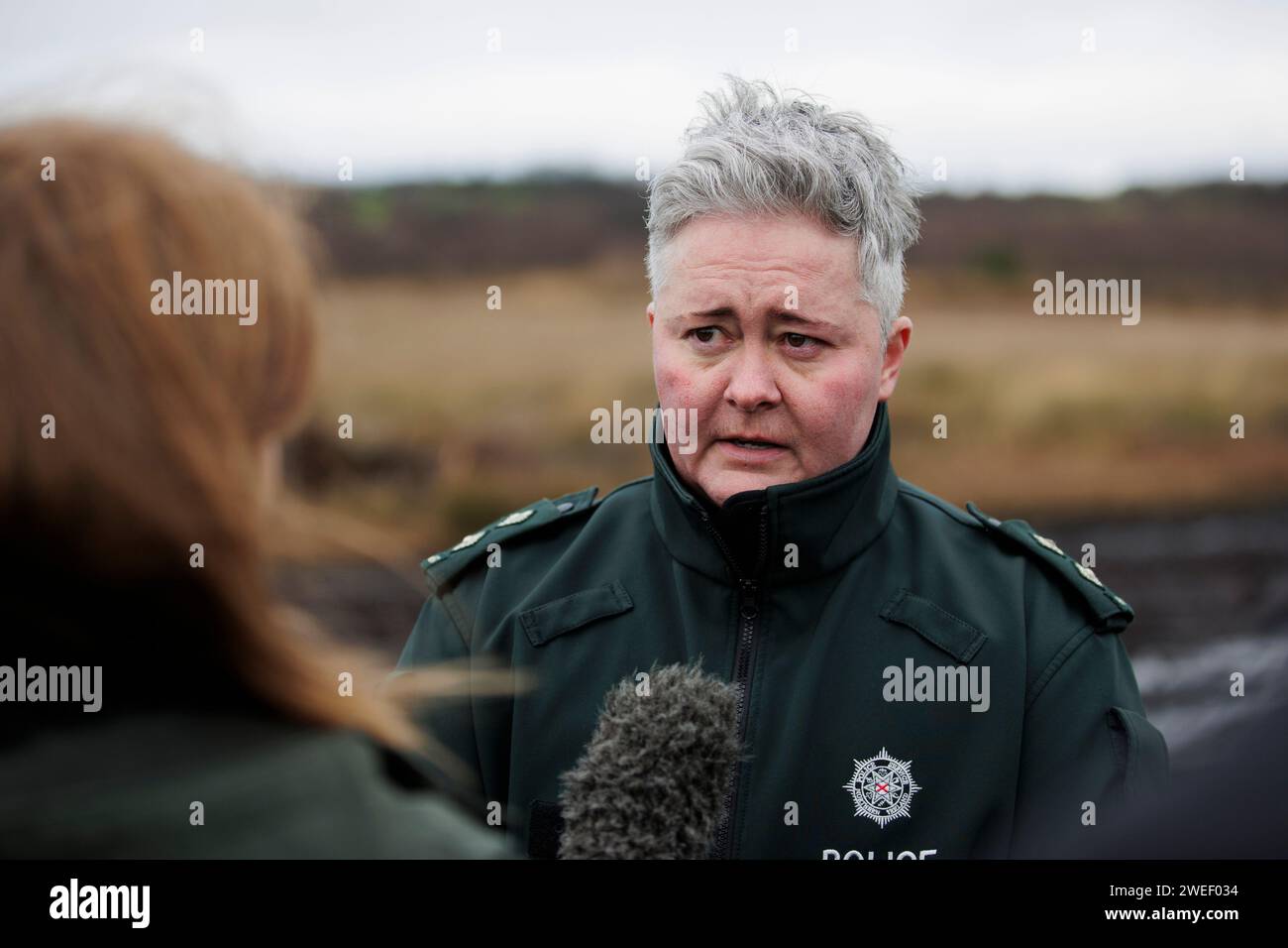 PSNI Detective Inspector Nikki Deehan speaking to the media close to ...