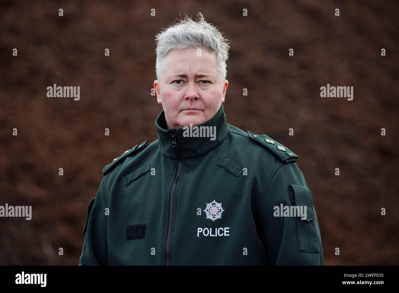PSNI Detective Inspector Nikki Deehan speaking to the media close to ...