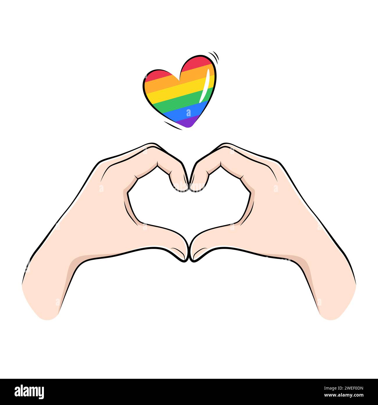 LGBT finger heart, love hand sign vector drawing Stock Vector Image ...