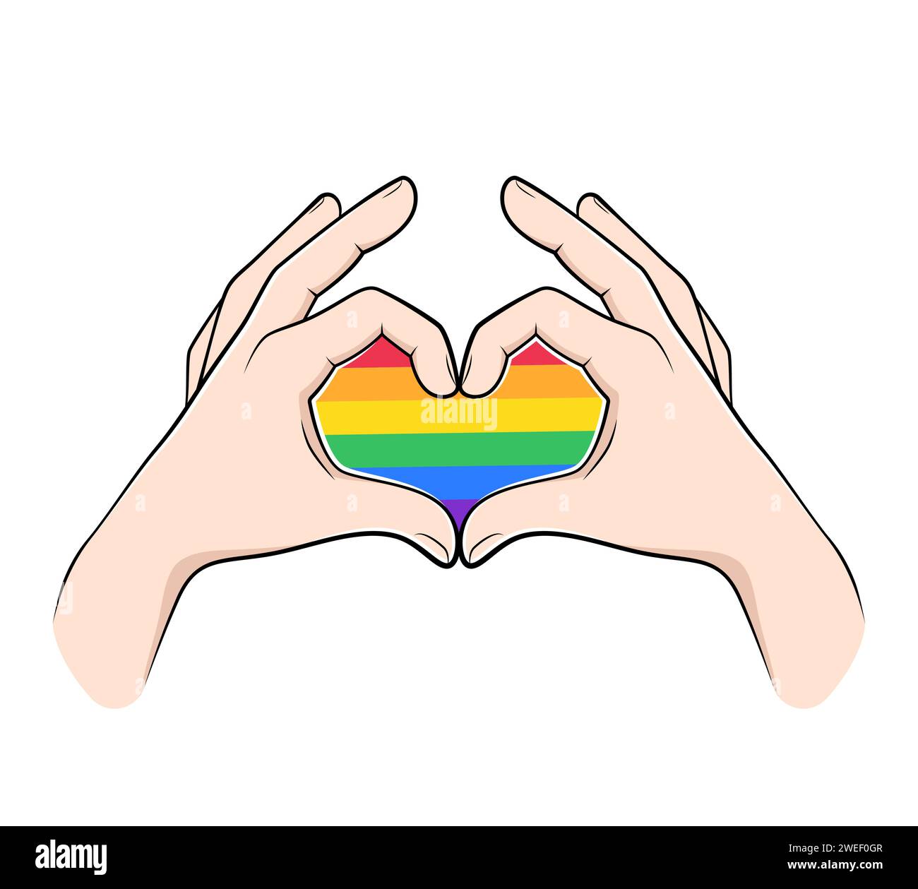 LGBT love hand sign, finger heart vector drawing Stock Vector Image ...