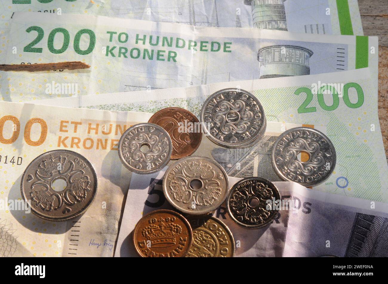 Copenhagen, Denmark /25 January 2024/. Danish kronercurrency noteS in ...