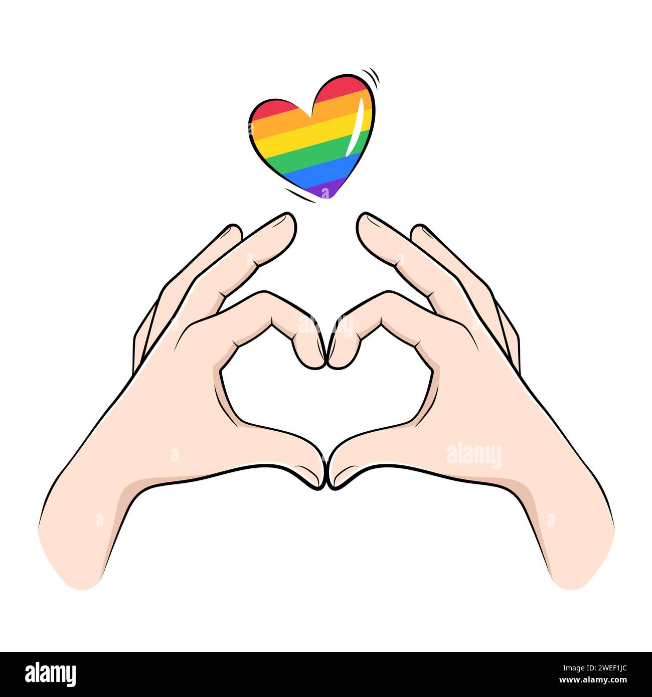 LGBT love hand sign, finger heart vector drawing Stock Vector Image ...