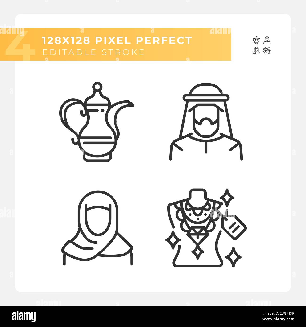 Unique arabic culture linear icons set Stock Vector Image & Art - Alamy